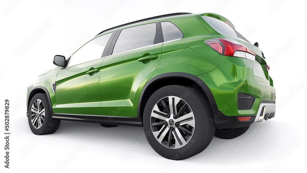 Tokyo. Japan. April 6, 2022. Mitsubishi ASX 2020. Green compact urban ...