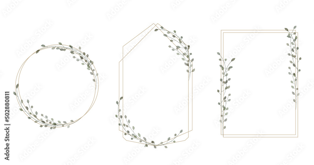 Collection Of Frames In Rustic Minimalistic And Watercolor Style