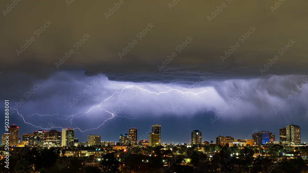 Lightning over the Phoenix, Arizona Skyline Stock Photo | Adobe Stock