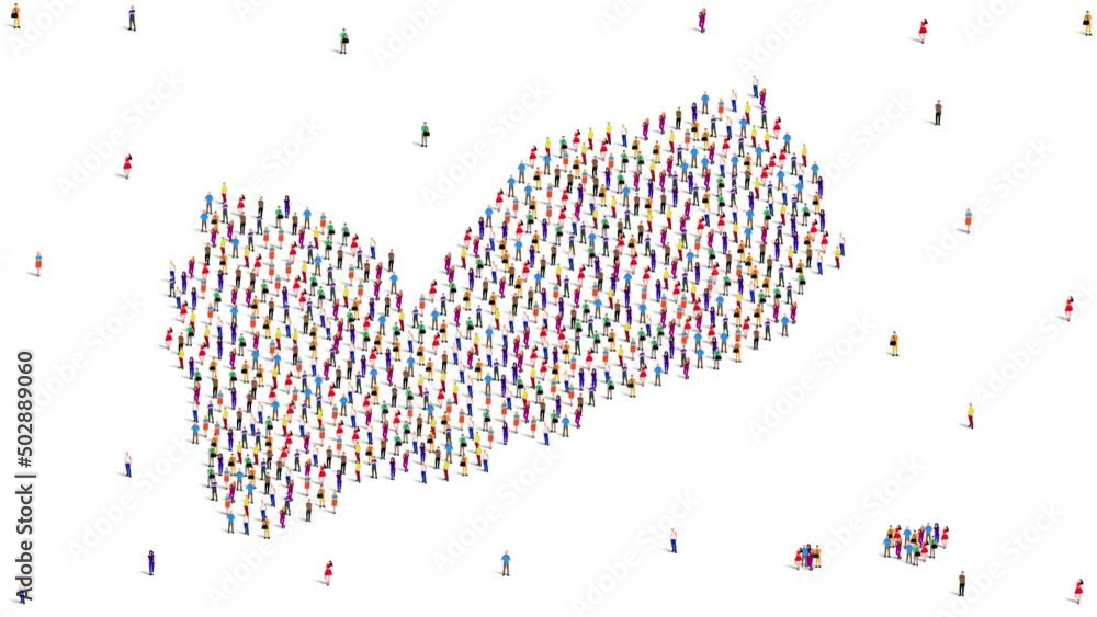 Yemen Map A large group of people form to create a Yemen map. 4K Video ...