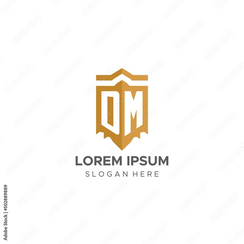 Monogram DM logo with shield geometric shape, elegant luxury initial ...