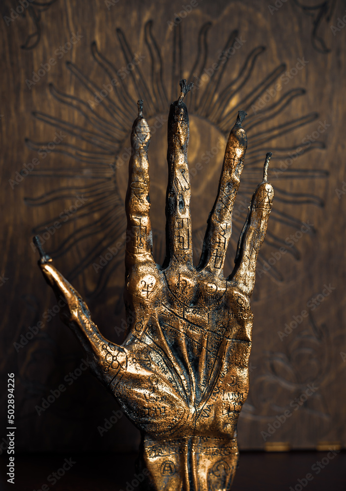 The palm of the hand with the signs, illustration for palmistry ...