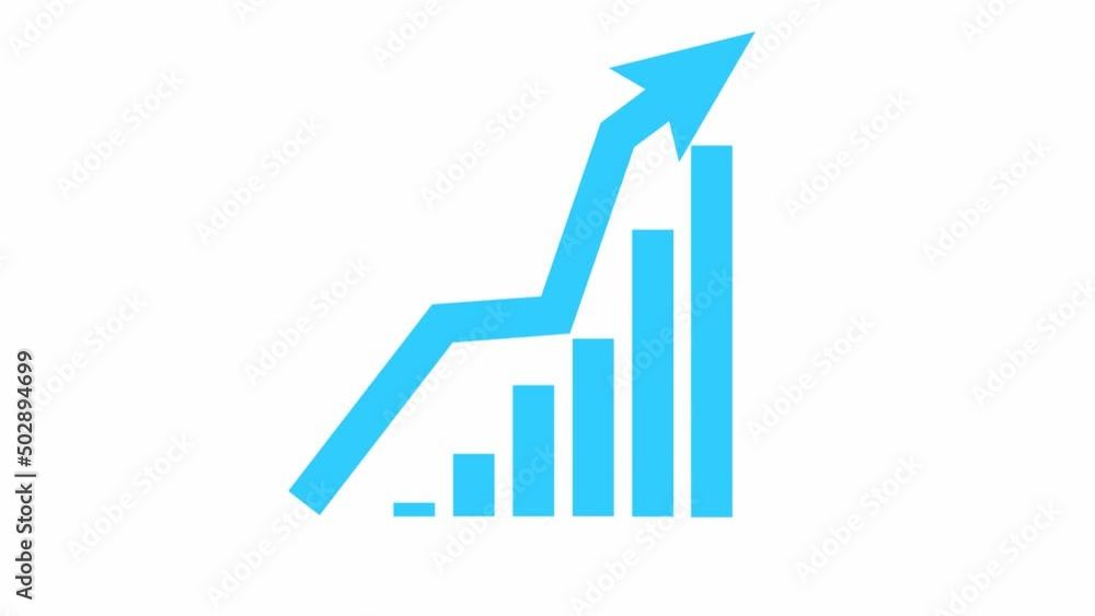 Animated financial growth chart with trend line graph. blue growth bar ...