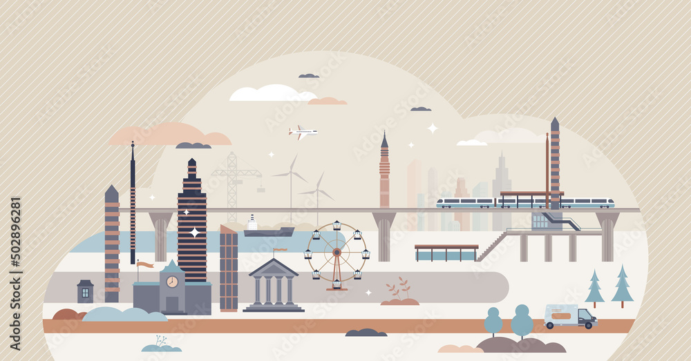 Infrastructure as city transport and facilities network tiny person ...