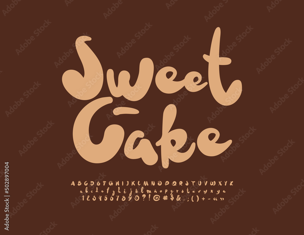 Vector bright logo Sweet Cake. Playful Handwritten Font. Artistic ...
