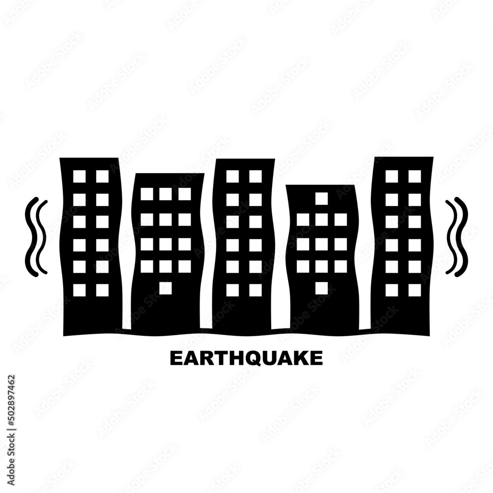 Building was shaken by earthquake black icon vector design. Stock ...