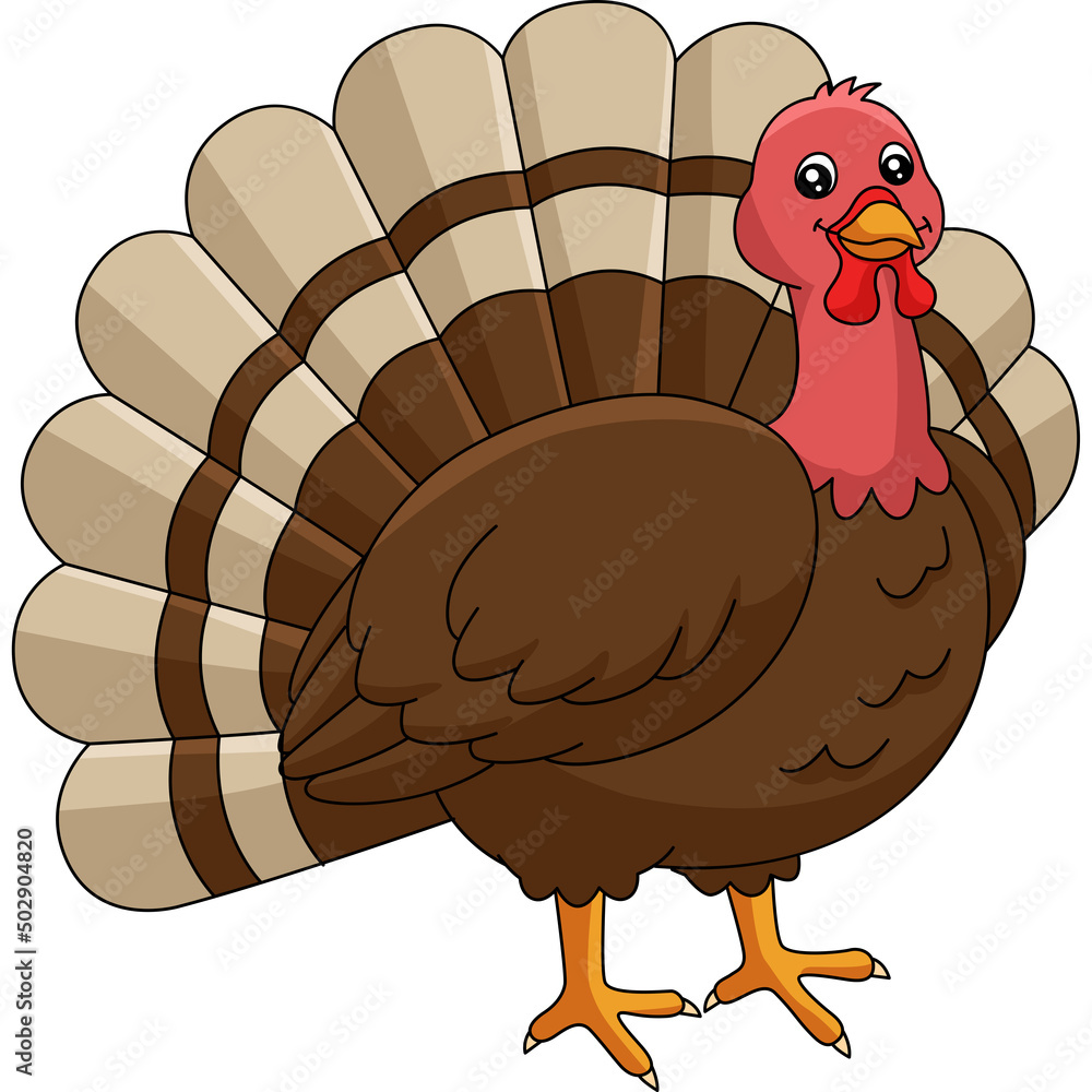 Turkey Cartoon Colored Clipart Illustration Stock Vector | Adobe Stock