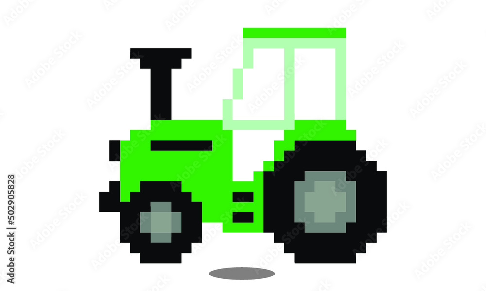 Pixel art green tractor vector Stock Vector | Adobe Stock