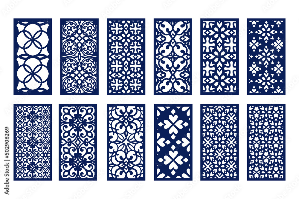 Vetor de Laser cut patterns set, ornamental panel templates. do Stock ...