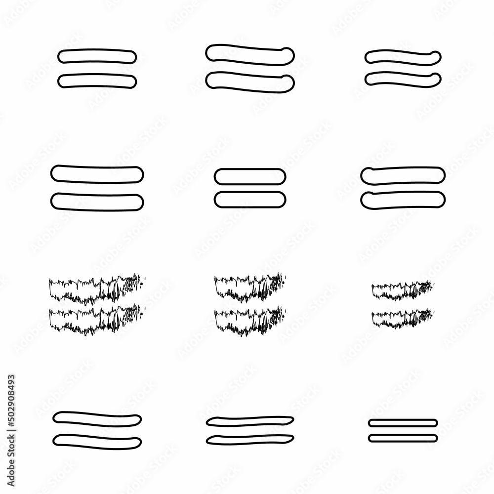 equal sign icon collection. 12 hand drawn equal sign. mathematics ...