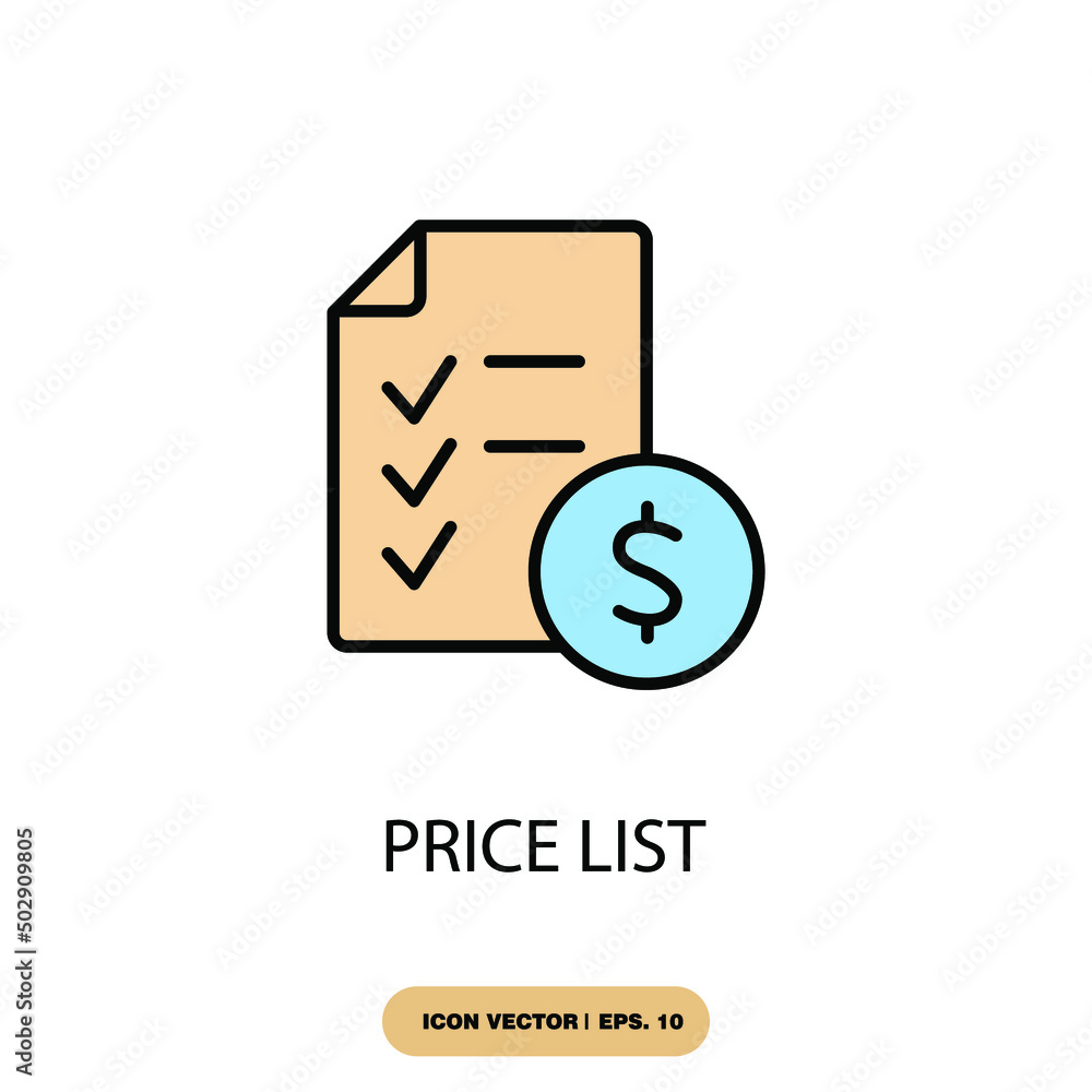 price list icons symbol vector elements for infographic web Stock ...