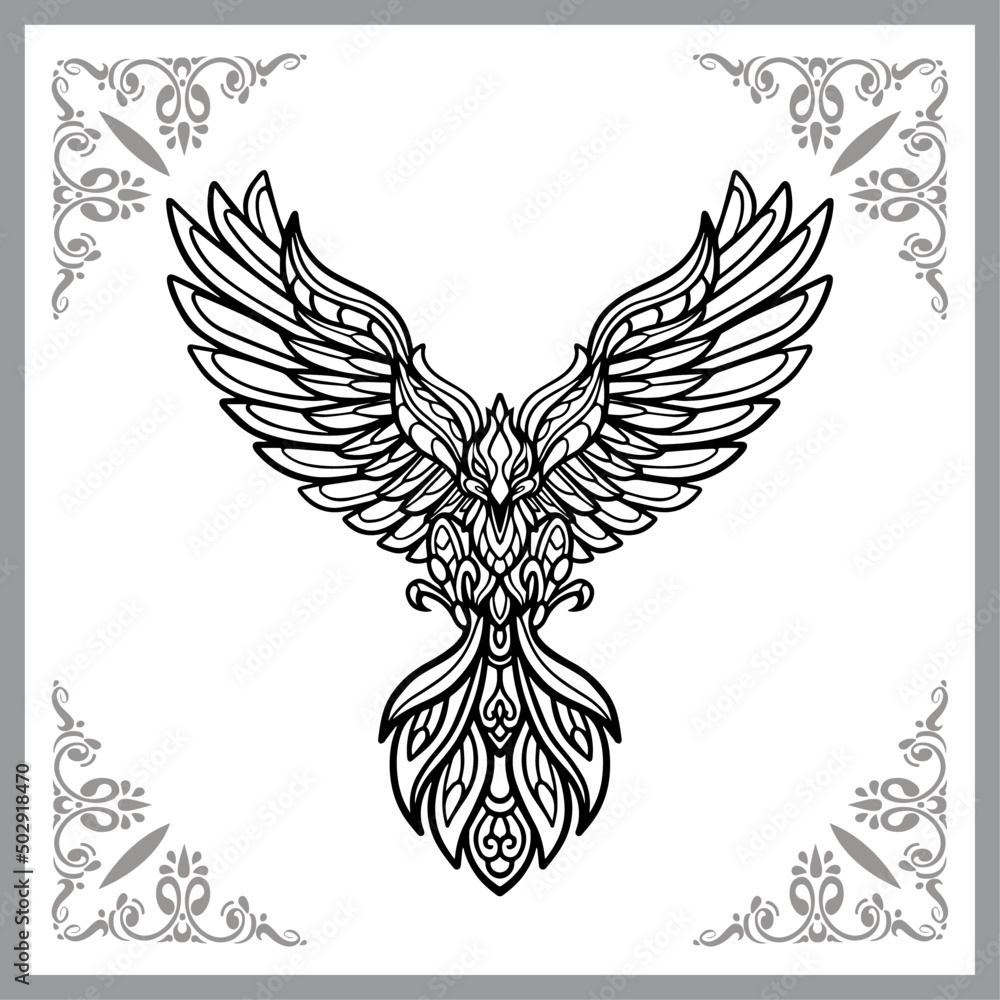 Phoenix bird zentangle arts isolated on white background Stock Vector ...