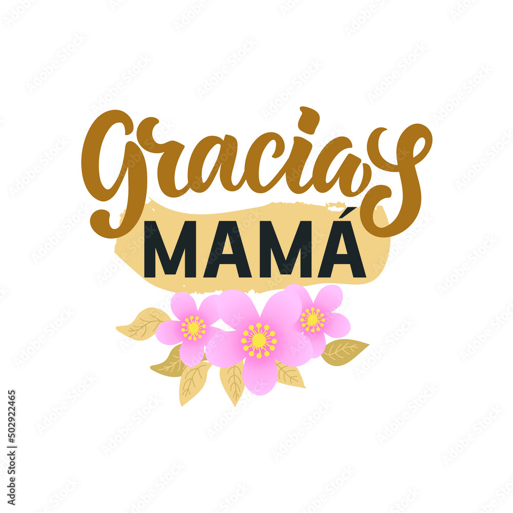 Gracias Mama handwritten text in Spanish (Thank you Mom). Vector ...