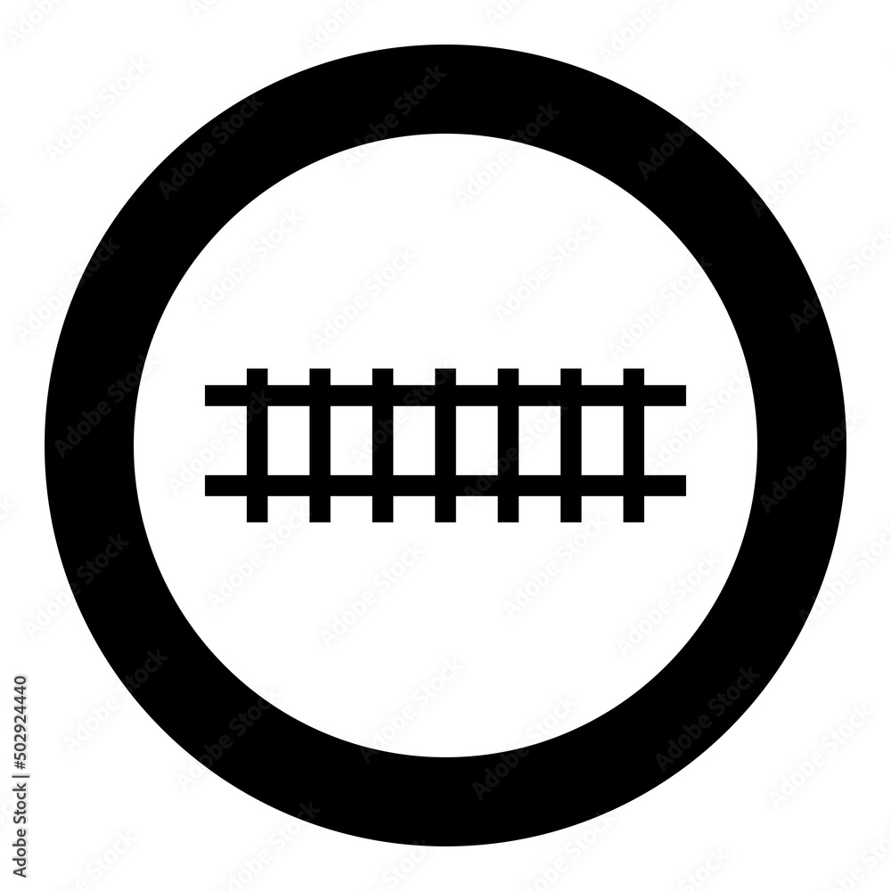 Rail rails Railroad Railway Train track icon in circle round black ...