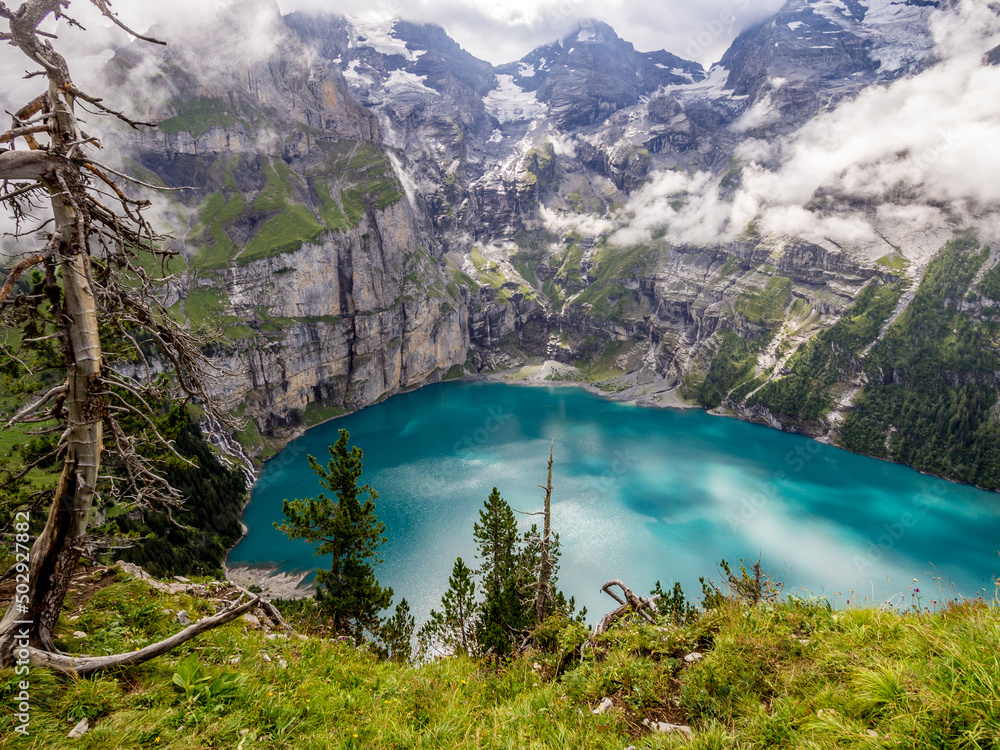 Oeschinen Lake aka Oeschinensee in the Bernese Oberland region of ...