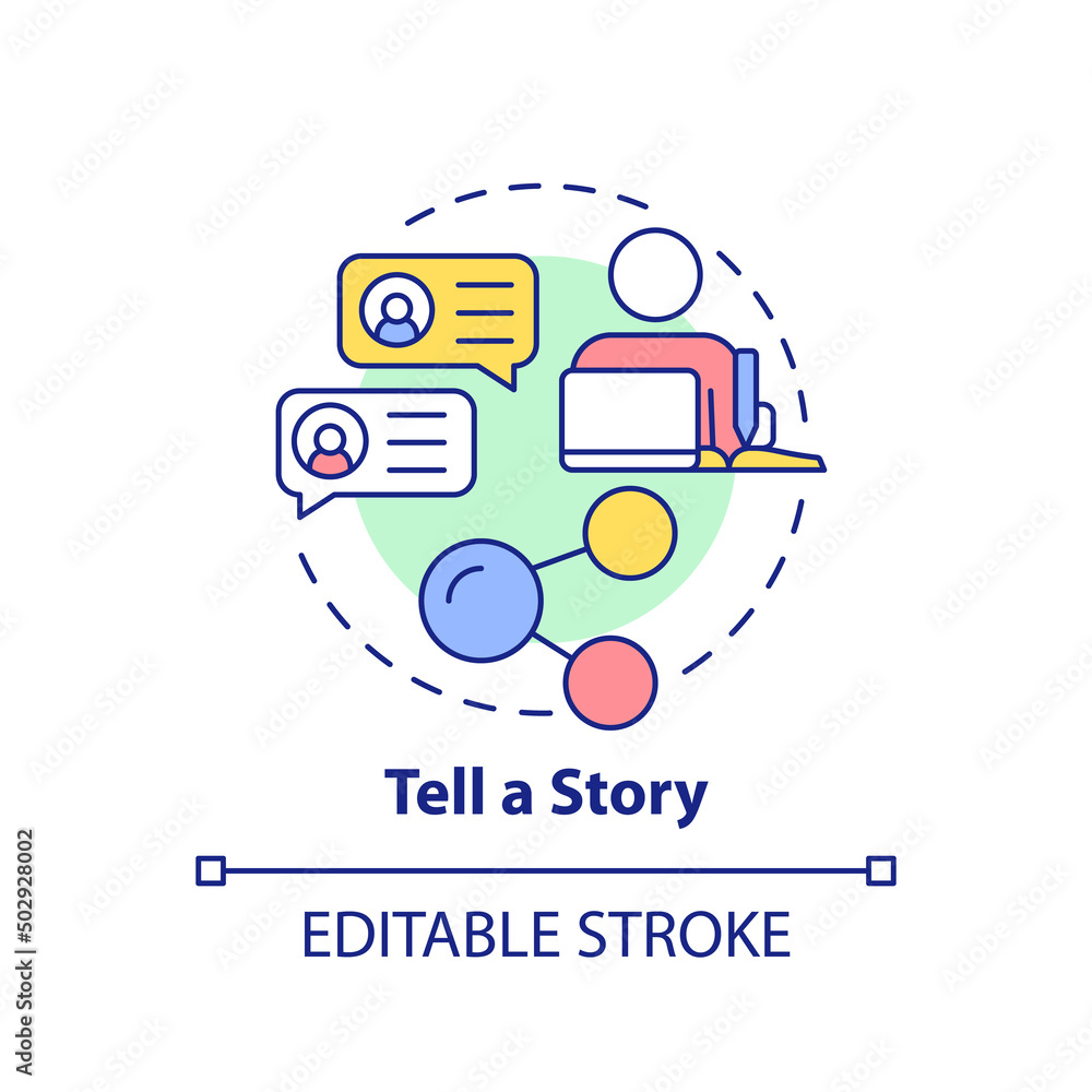 Tell story concept icon. Clients engagement. Customer attention span ...
