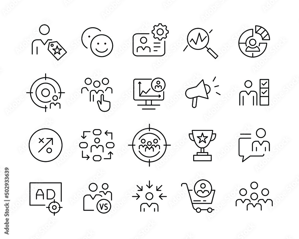 Target Audience Icons - Vector Line. Editable Stroke. Stock Vector ...