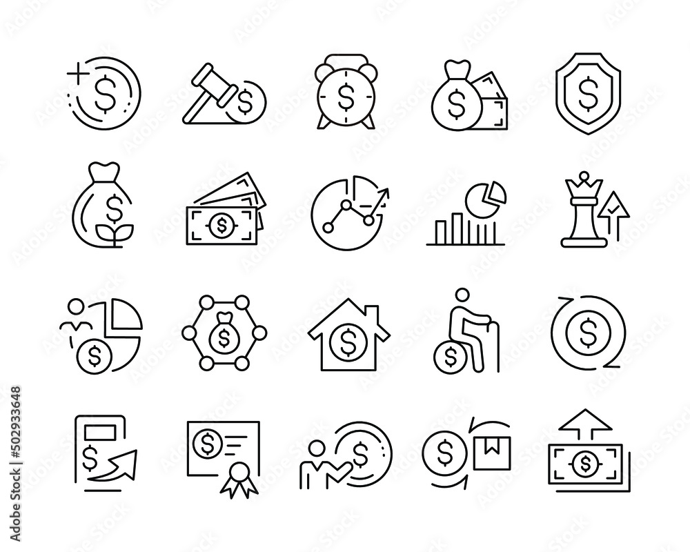 Wealth Management Icons - Vector Line. Editable Stroke. Stock Vector ...