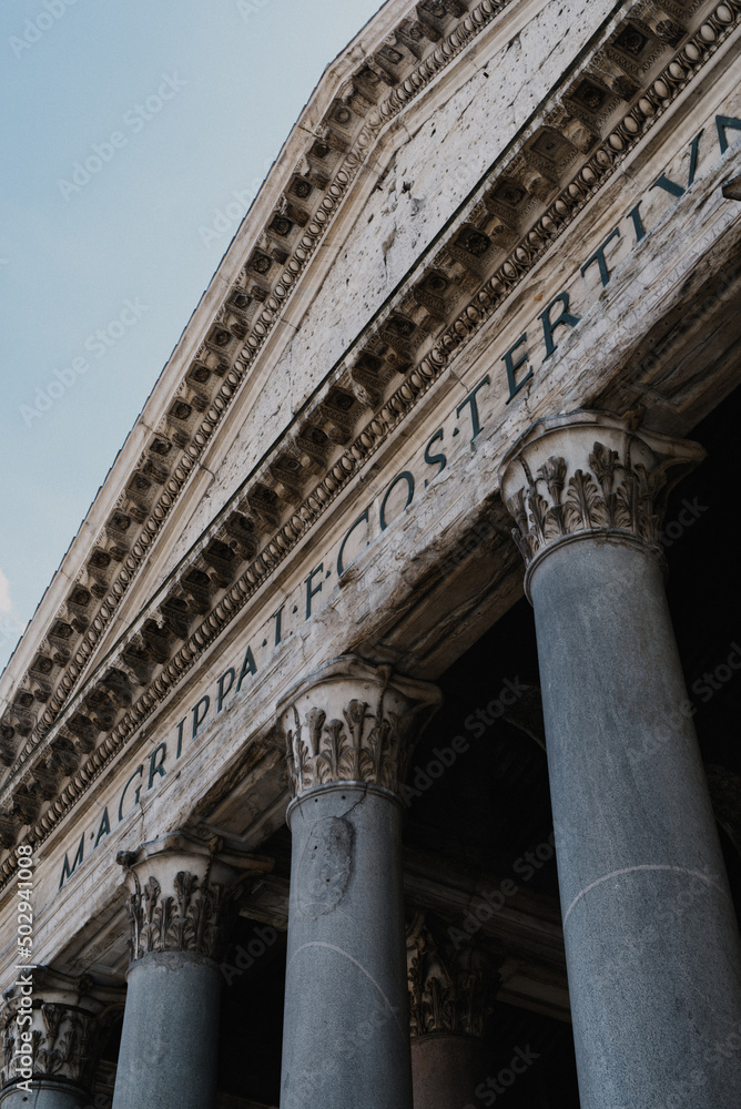 Main square in Rome, Pantheon view with columns Stock Photo | Adobe Stock