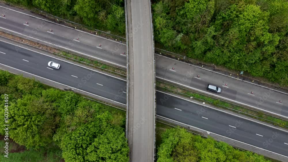 Birds eye view of a bridge crossing the A2 dual carriage way Canterbury ...