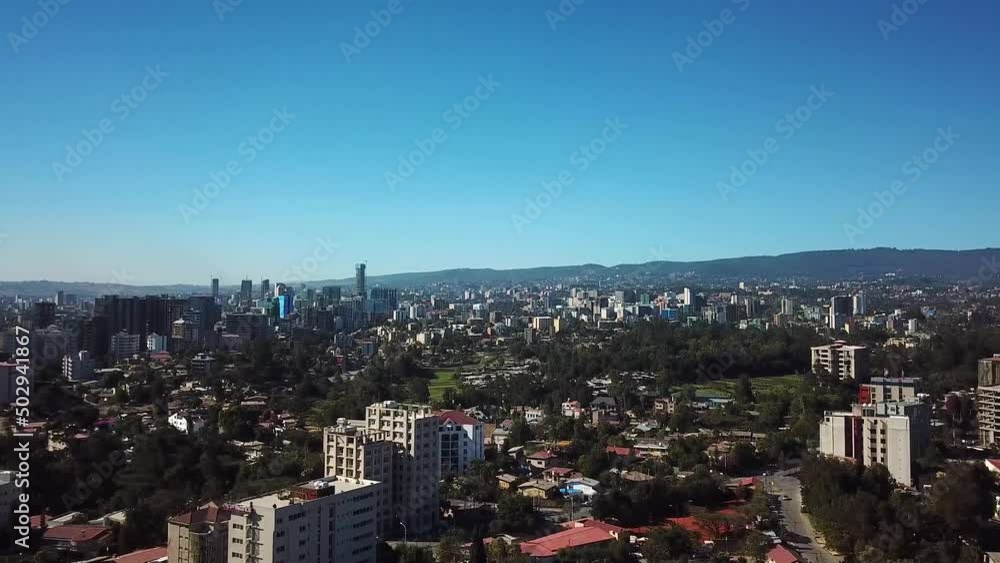 Vídeo do Stock: Beautiful sunny day above the capital city of Ethiopia ...