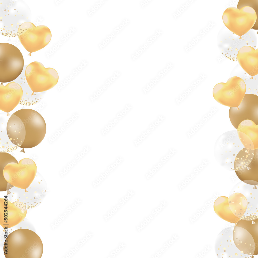 Gold balloon border frame Stock Illustration | Adobe Stock