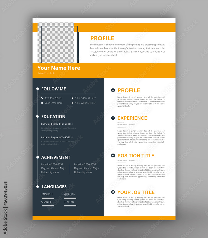 modern print ready cv resume design template Stock Vector | Adobe Stock