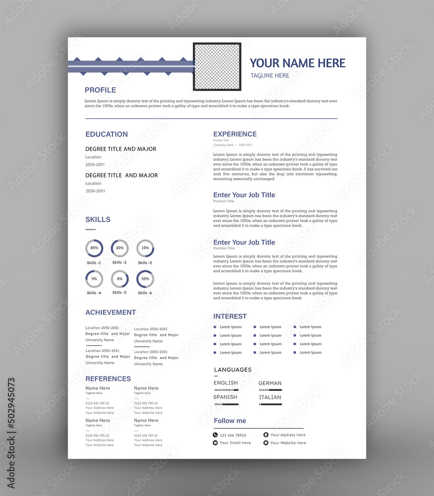 modern print ready cv resume design template Stock Vector | Adobe Stock
