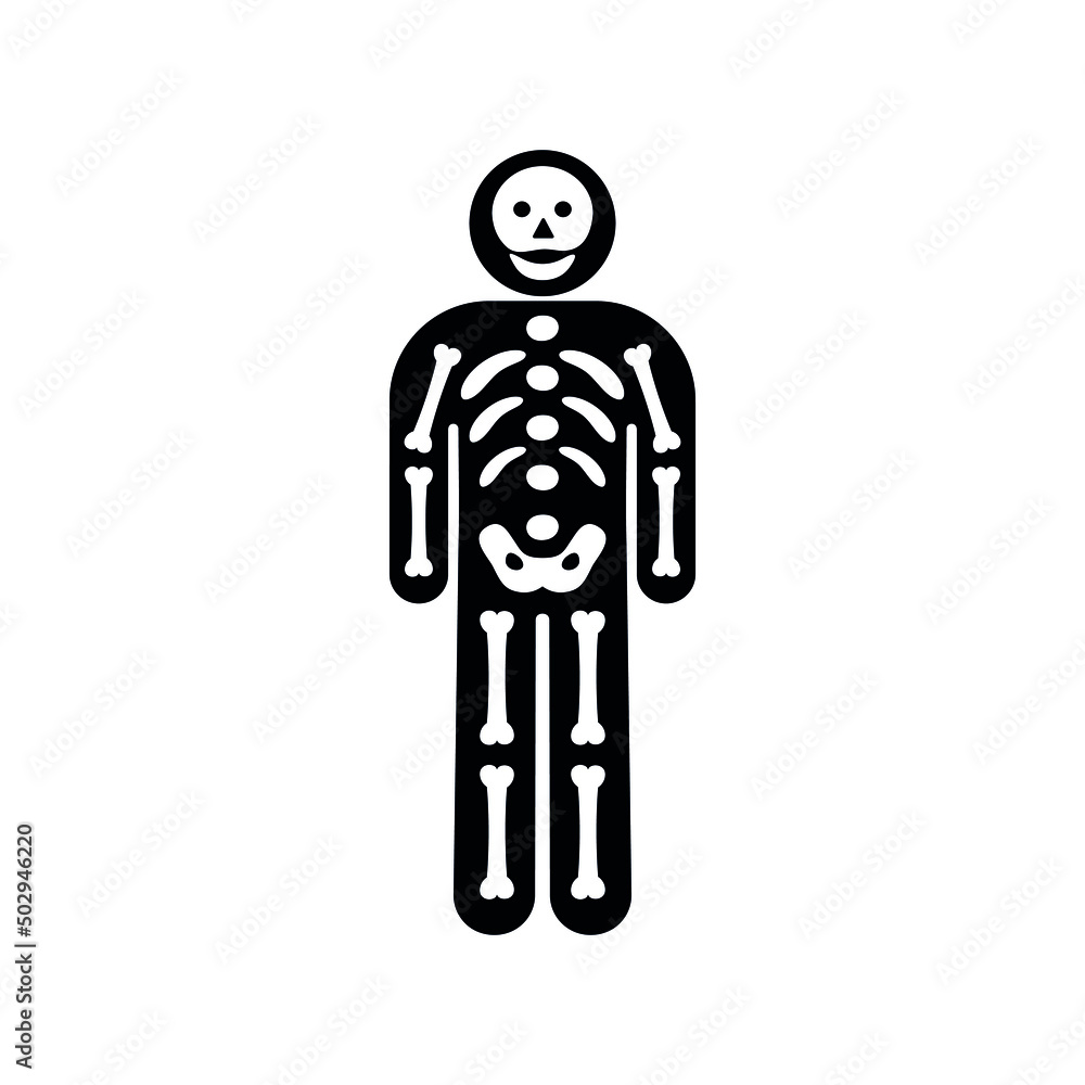 skeleton icon, bones in human body humorous illustration, stick figure ...