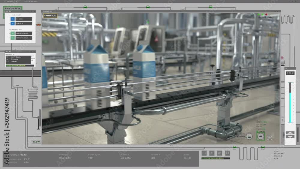 Computer Checks Information On Milk Products Manufactured On Automated ...