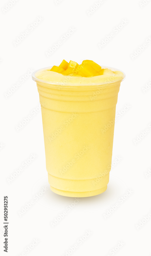 Fresh Mango ripe organic yellow smoothie honey mix with Straw in ...
