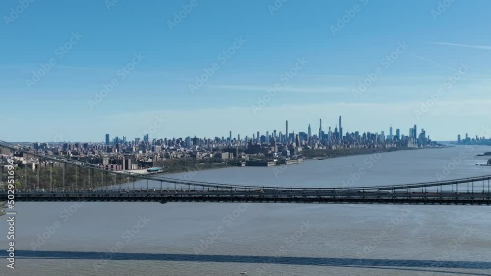 Aerial view of George Washington Bridge in Fort Lee, NJ. George ...
