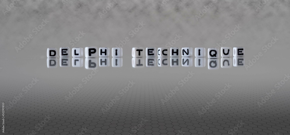 delphi technique word or concept represented by black and white letter ...