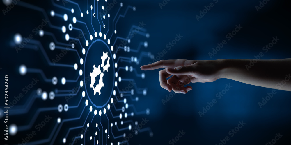 Integration data system technology concept. Hand pressing virtual ... Integration data system technology concept. Hand pressing virtual ...