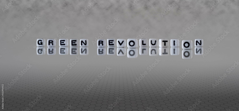 green revolution word or concept represented by black and white letter ...