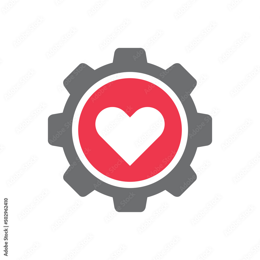 Gear love logo icon design template elements, heart and cogwheel symbol ...