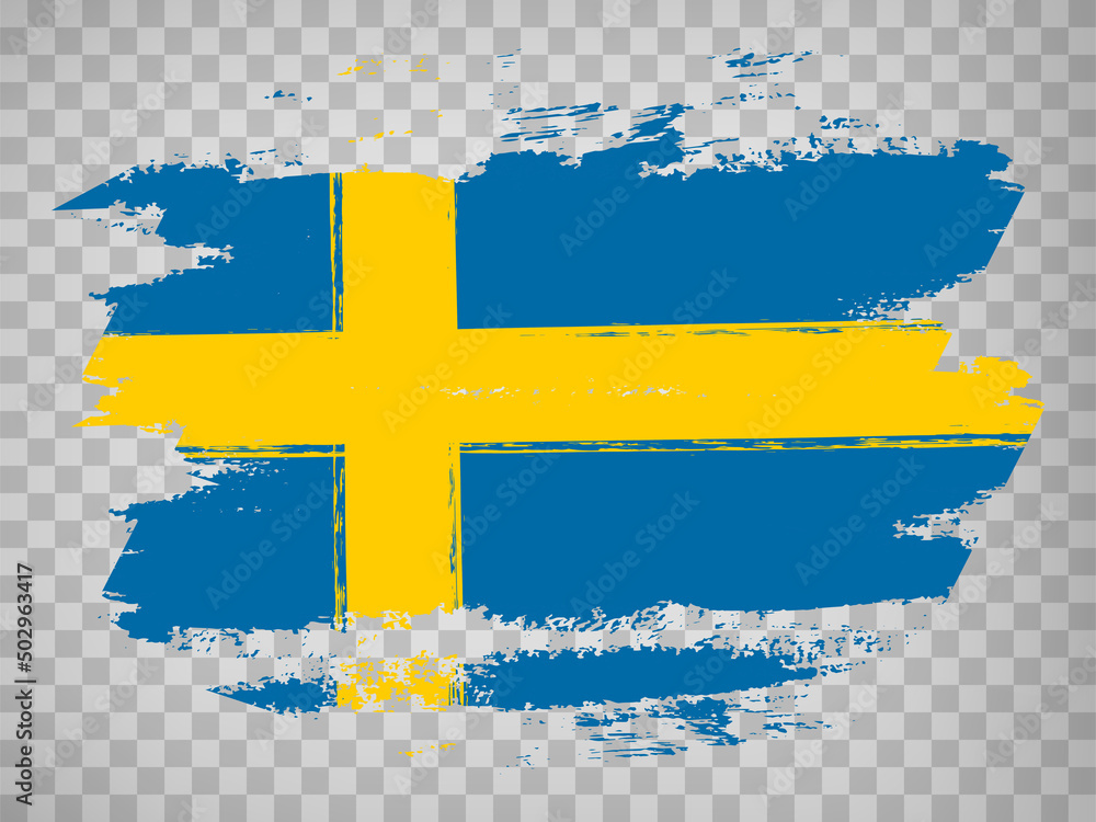 Flag of Sweden brush stroke background. Flag Sweden on transparent ...