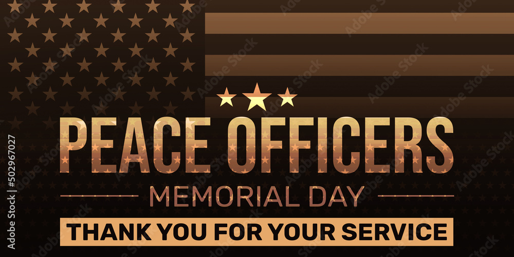 Peace Officers Memorial Day Background in Brown with United States Flag ...