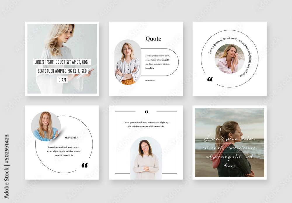 Square Quote Layouts with Photo Placeholders Stock Template | Adobe Stock