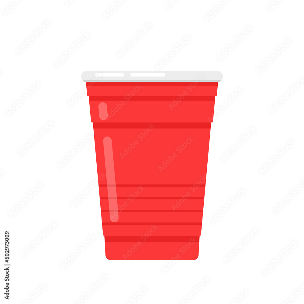 Red beer cup vector. Red plastic cup isolated on white background ...