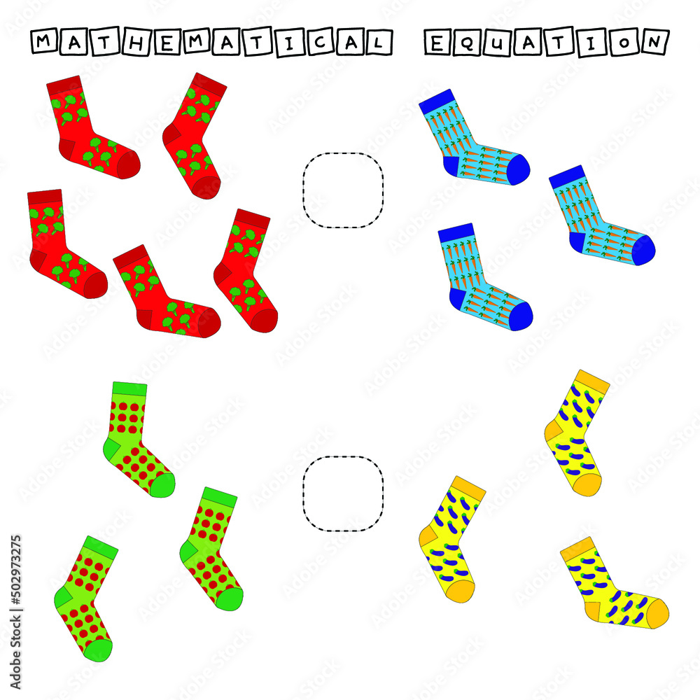 Developing activities for children, compare which more socks. Logic ...