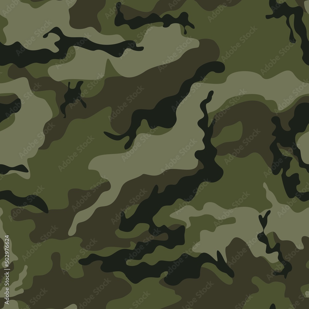 Army camo seamless texture, military uniform, vector forest pattern for ...