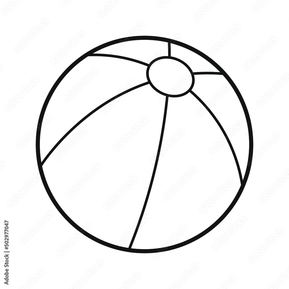 Ball. Inflatable ball. Coloring pages. black and white picture. Stock ...