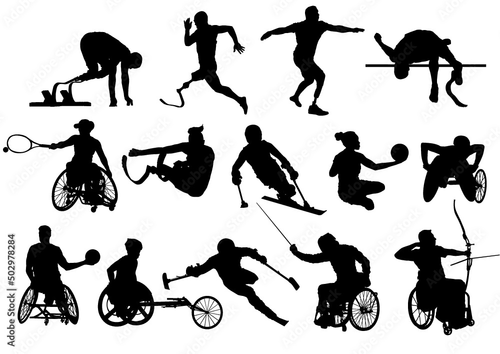 silhouettes of Paralympics athlete Stock Vector | Adobe Stock