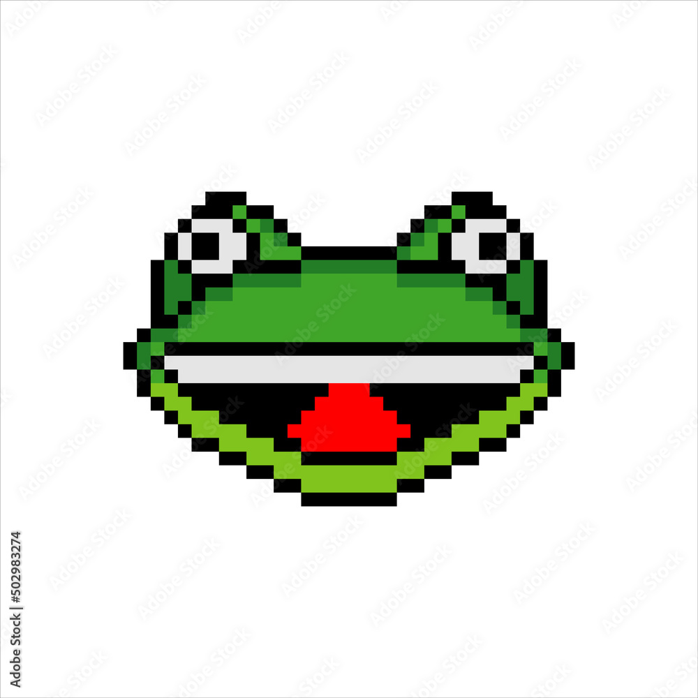 Frog face head with pixel art. Vector illustration. Stock Vector ...