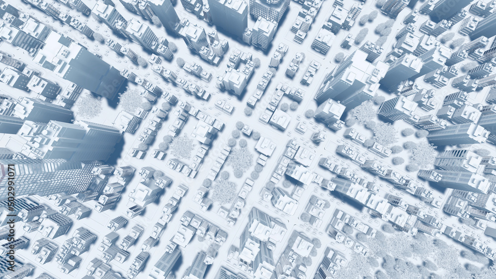 Top view of abstract modern city downtown looking as white ...