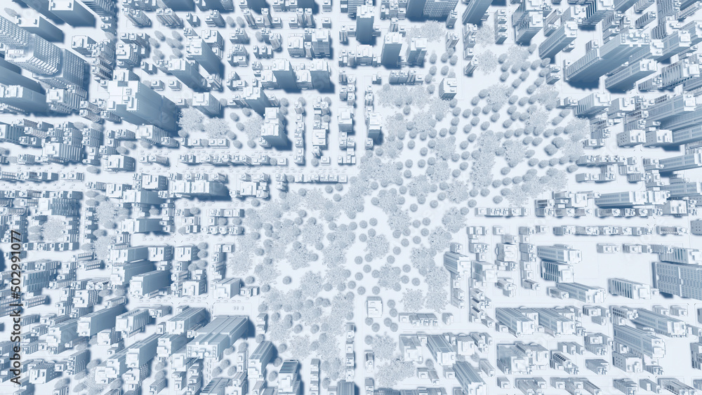 Top view of abstract modern big city downtown looking as white ...