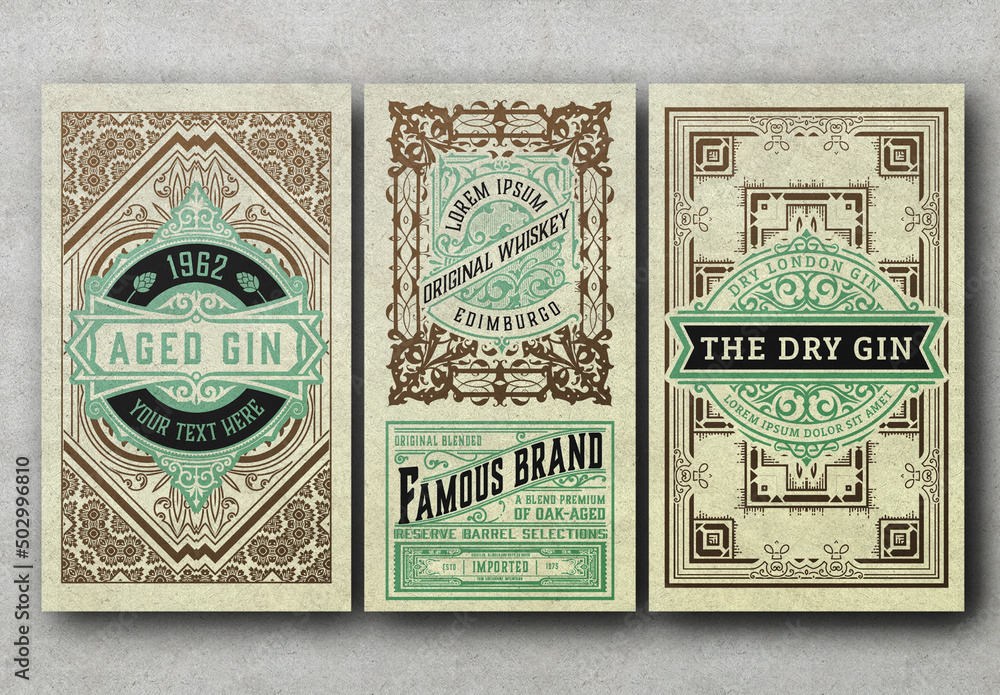 Set of 3 Vintage Labels for Packing Stock Template | Adobe Stock