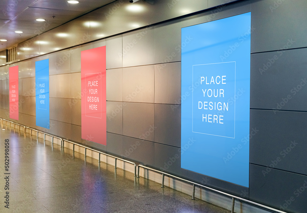 Subway Screen Billboards Mockup Stock Template | Adobe Stock