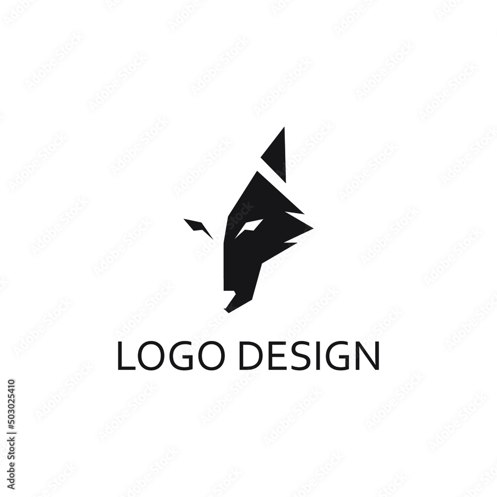 wolf face logo design template Stock Vector | Adobe Stock